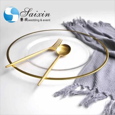 中国 Wholesale set stainless steel gold  knife spoon fork cutlery sets for wedding event 販売のため