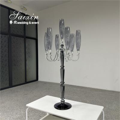 Cina ZT-593B Saixin grande 7 braccia cristallo candelabro chic grigio fumo colorato per i centripiedi del matrimonio in vendita