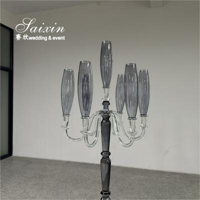 Cina ZT-593B Saixin grande 7 braccia cristallo candelabro chic grigio fumo colorato per i centripiedi del matrimonio in vendita