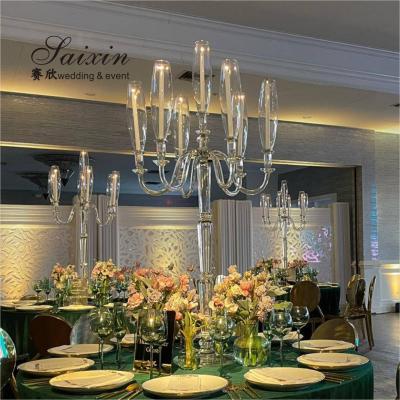 Cina ZT-593B Saixin grande 7 braccia cristallo candelabro chic grigio fumo colorato per i centripiedi del matrimonio in vendita