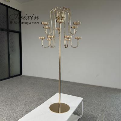 China New Tall Gold Candle Stand Metal Candelabra For Wedding Centerpieces Te koop