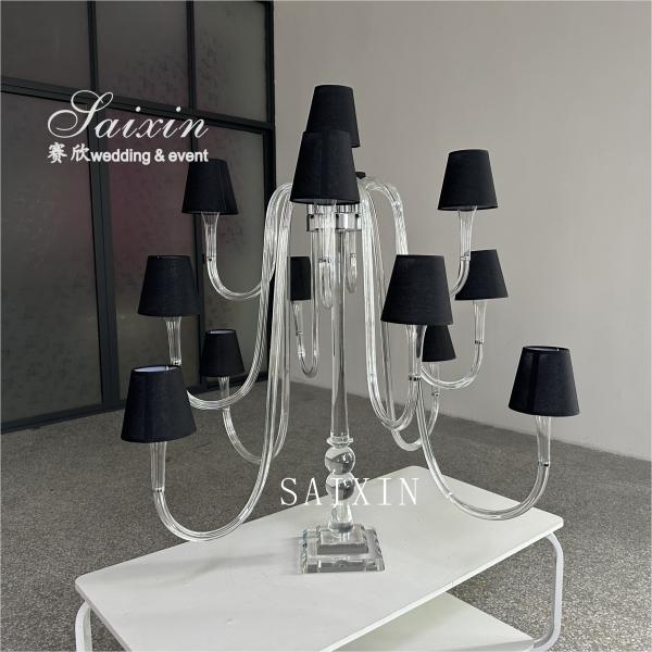 Quality Beautiful 13 arms crystal lamp stand for wedding centerpieces for sale