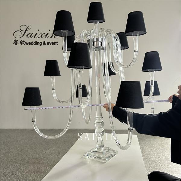 Quality Beautiful 13 arms crystal lamp stand for wedding centerpieces for sale