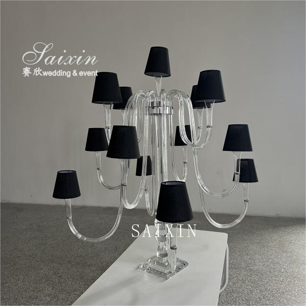 Quality Beautiful 13 arms crystal lamp stand for wedding centerpieces for sale