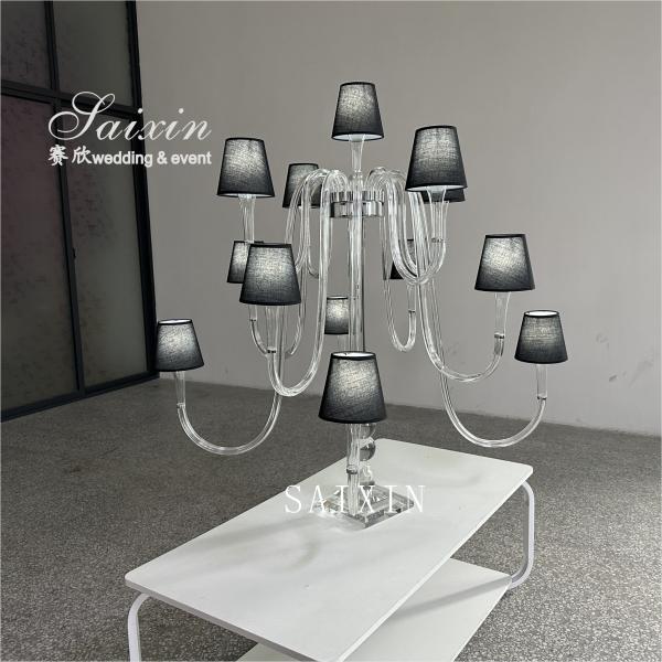 Quality Beautiful 13 arms crystal lamp stand for wedding centerpieces for sale