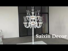 Saixin Design Hoog bruiloft middelpunt kandelaar kristalwit 16 armen kaarshouders