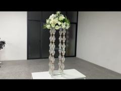 Hot Sale Crystal Met Gold Metal Desing Flower Stand Voor Huwelijks Centrum