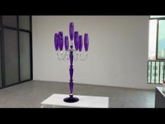 Chique trouwcentrum 7 Arms Purple Crystal Candelabra Voor Event Decor