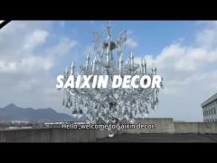 Hot sale 3 meter tall metal stand with 18 heads shiny crystal chandeliers