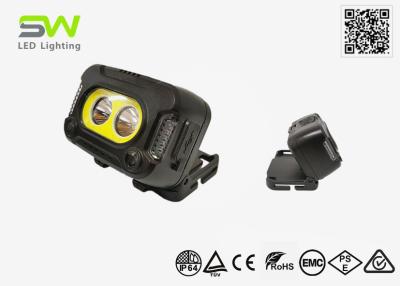 China 350 Lumens Hands-Free Head Torch With Focus COB Flood Beam Red Warning Lamp for sale