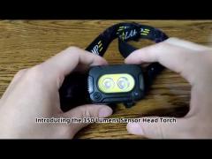 350 Lumens Hands-Free Head Torch With Focus COB Flood Beam Red Warning Lamp