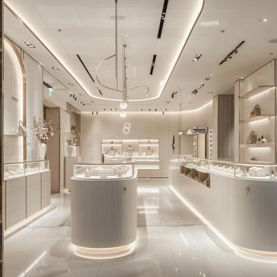 China Luxury Jewelry Shop Interior Design with Professional LED Lighting Display Cabinet and Custom Jewelry Store Furniture for sale