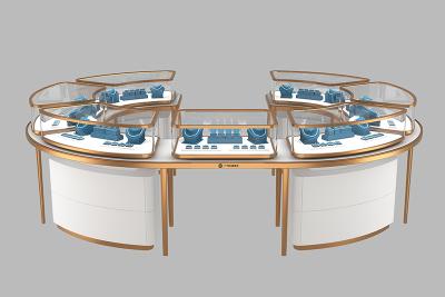 China Circular Jewelry Counter Rose Gold Commercial Jewelry Stands ISO for sale
