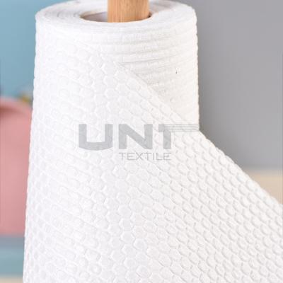 China 30gsm Breathable Polyester Spunlace Nonwoven Fabric High Water Absorbent Rag Roll for sale