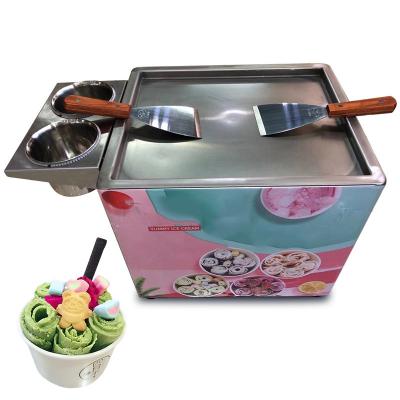 China Stainless Steel Double Commercial Fried Ice Cream Making Machine With Big Flat Square Pan for sale