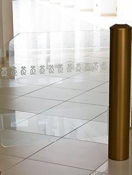 China Gold coating cylinder swing gate for Luxury shops/offices for sale