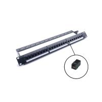 China RJ45 Ethernet Patch Panel with 110/Krone IDC Termination for Cat5e/Cat6/Cat6a/Cat7 Cables in 1U/2U Rack-mountable Design for sale