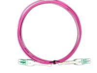 China LC Unitboot OM4 Magenta Duplex Optical Fiber Patch Cord with Customizable Length for sale