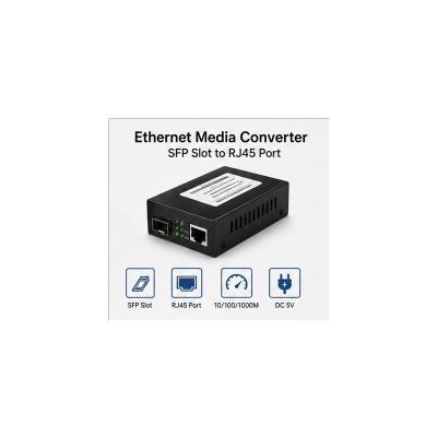 China Gigabit SFP Media Converter with 20km Transmission Distance for Single Mode Fiber and 10/100/1000Mbps Auto-Negotiation for sale
