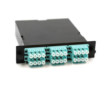 China 24 Fiber 0.5meter MPO Cassette Module with 50/125 OM3 Fiber Optic Patch Cord for sale