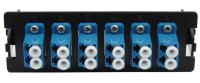 China 12 Port LC Duplex Fiber Optic Patch Panel with Plastic Material and Clip Installation for 19inch 1U Distribution for sale