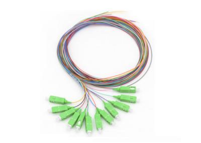 China 12 Colors 0.9mm SC / APC Connector Single Mode Fiber Optical Pigtail for sale
