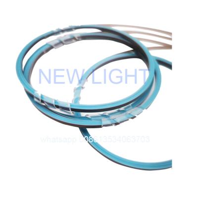 China OM3 - 300 12 Core MPO To MPO Cable Male Aqua Fan Out PVC Fiber Optic Cable for sale