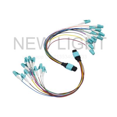 China MTP Female To LC MPO MTP Cable 8 - STRAND OM3 50µM PLENUM 18'' 2mm Breakout for sale