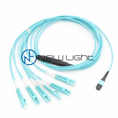 China Aqua LC Duplex Pre Terminated 12 Core MPO MTP Cable for sale