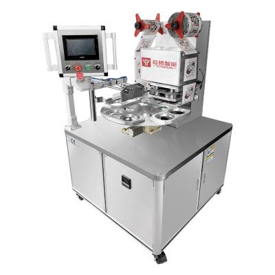Cina 3000W alimento di alluminio Tray Sealer Machine Plastic Rotary Tray Sealer For Jelly Yogurt in vendita