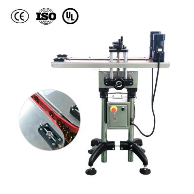 China Side Grip Conveyor with Bottomless Design and Adjustable Side Belts for Variable Speed Bottle Transfer for sale