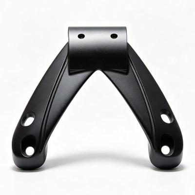 China Custom CNC Machined Black Hard Anodized 6061 T6 Aluminum Alloy V Shape Mounting Bracket with Slotted Adjustment Holes for sale