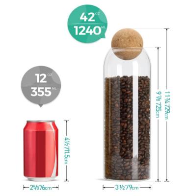 Cina Scatole metalliche del vetro trasparente di Cork Stopper 42oz della guarnizione con Cork Lid ermetico in vendita