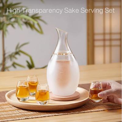 Cina Tazze su ordinazione della caraffa di causa di vetro di vino da 8,5 once con 4 Saki Cup Set in vendita
