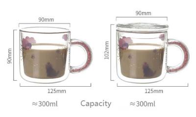 Cina Chiara tazza di vetro a doppia parete 300ml con Kitty Printing decorativa in vendita