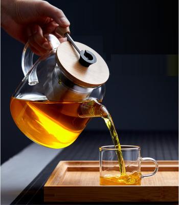 Cina Novolink OEM 1000ML 1600ML Teiera in vetro borosilicato alto con infusore SS e coperchio in bambù in vendita