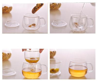 Cina Tazze di tè del vetro borosilicato 300ML con le maniglie Infuser smontabile in vendita