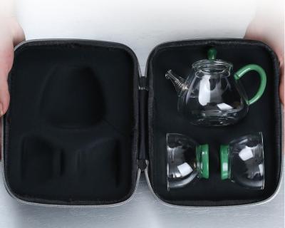 中国 携帯用高いホウケイ酸ガラスのティー セット色2個のコップのTranparent 販売のため