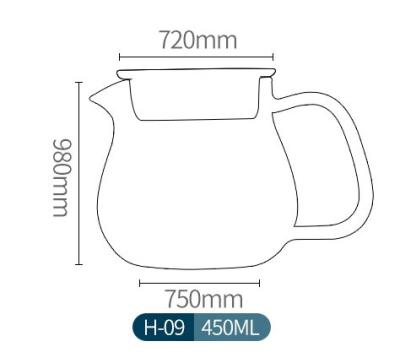中国 450ML SSのふたが付いている高いホウケイ酸ガラスのやかんの厚いティーポット 販売のため