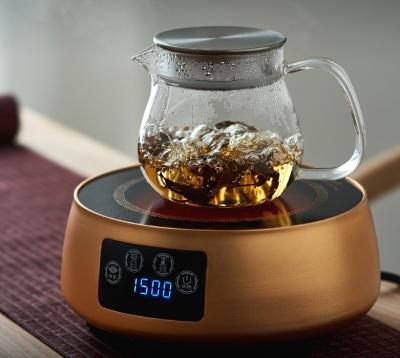 中国 450ML SSのふたが付いている高いホウケイ酸ガラスのやかんの厚いティーポット 販売のため