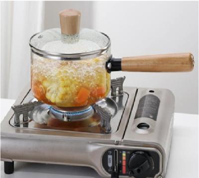 Cina Clear 1000ML High Borosilicate Glass Pot SS Edge Reinforced Glass Lid Single Wood Handle in vendita