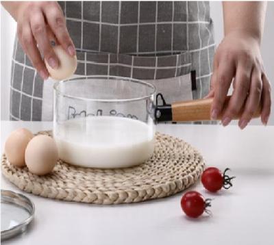 Cina Clear 1000ML High Borosilicate Glass Pot SS Edge Reinforced Glass Lid Single Wood Handle in vendita