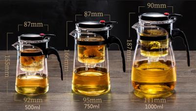 Cina teiera del vetro borosilicato di 500ml 750ml 1000ml con la maniglia Infuser in vendita