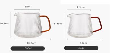 Cina 350 ml 500 ml di vetro borosilicato alto versare sopra il motivo a strisce resistenti al calore della caffettiera in vendita