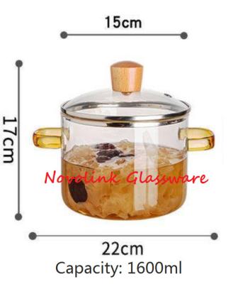 Cina Vaso di vetro del borosilicato delle pentole termoresistenti di microonda con il coperchio in vendita