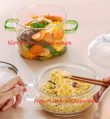 Cina Vaso di vetro del borosilicato delle pentole termoresistenti di microonda con il coperchio in vendita