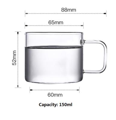 Cina La tazza del vetro borosilicato di Novolink 150ml ha messo di 6 chiari trasparenti in vendita