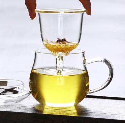 Cina Teiera in vetro borosilicato alto da 360 ml con manico rimovibile, infusore per tè in foglie sfuse in vendita