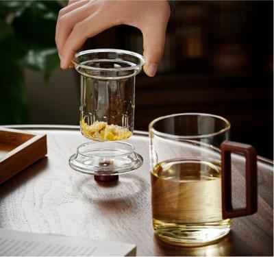 Cina Tazze da tè in vetro borosilicato alto da 420 ml con manici per foglie sfuse a base di erbe in vendita