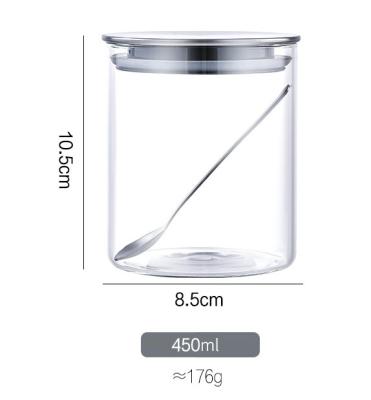 Cina l'immagazzinamento nel vetro trasparente del coperchio di 450ml ss stona la scatola metallica per le spezie matte dei grani in vendita